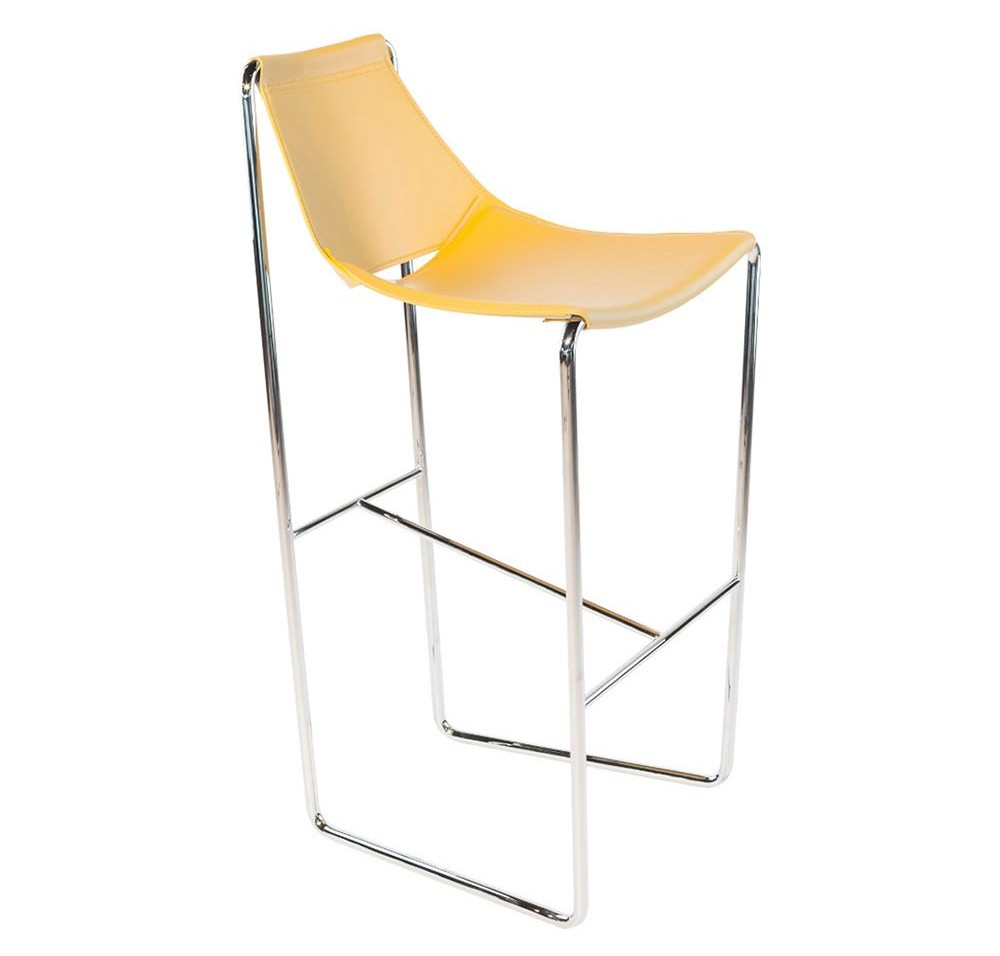 Sgabello Apelle di Midj con elegante seduta in cuoio e struttura in acciaio