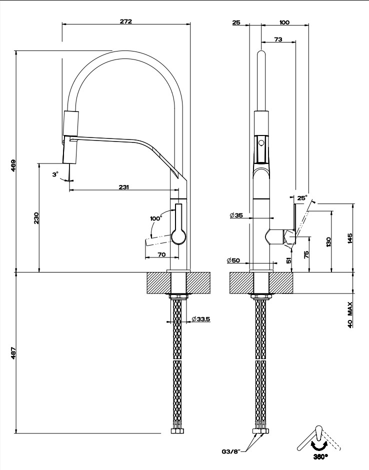 Gessi Mesh Mixer 60005 - Küchenarmaturen | Möbel von Pari