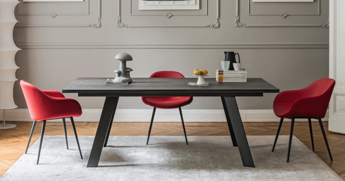 Tisch Alexander von Midi feststehend oder ausziehbar mit Stahlgestell