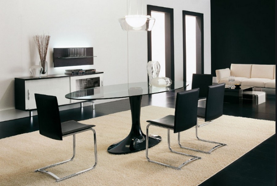 Tony's Gaya table with flat top and an elegant base in Tecnoril