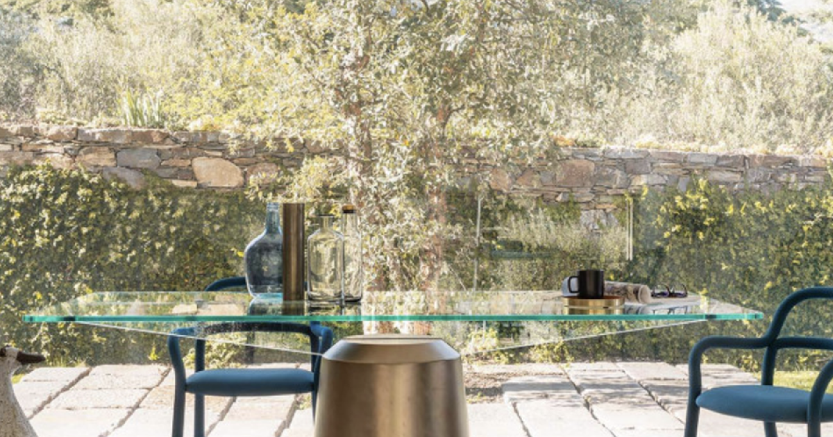 Table Spike en métal et verre par Midj